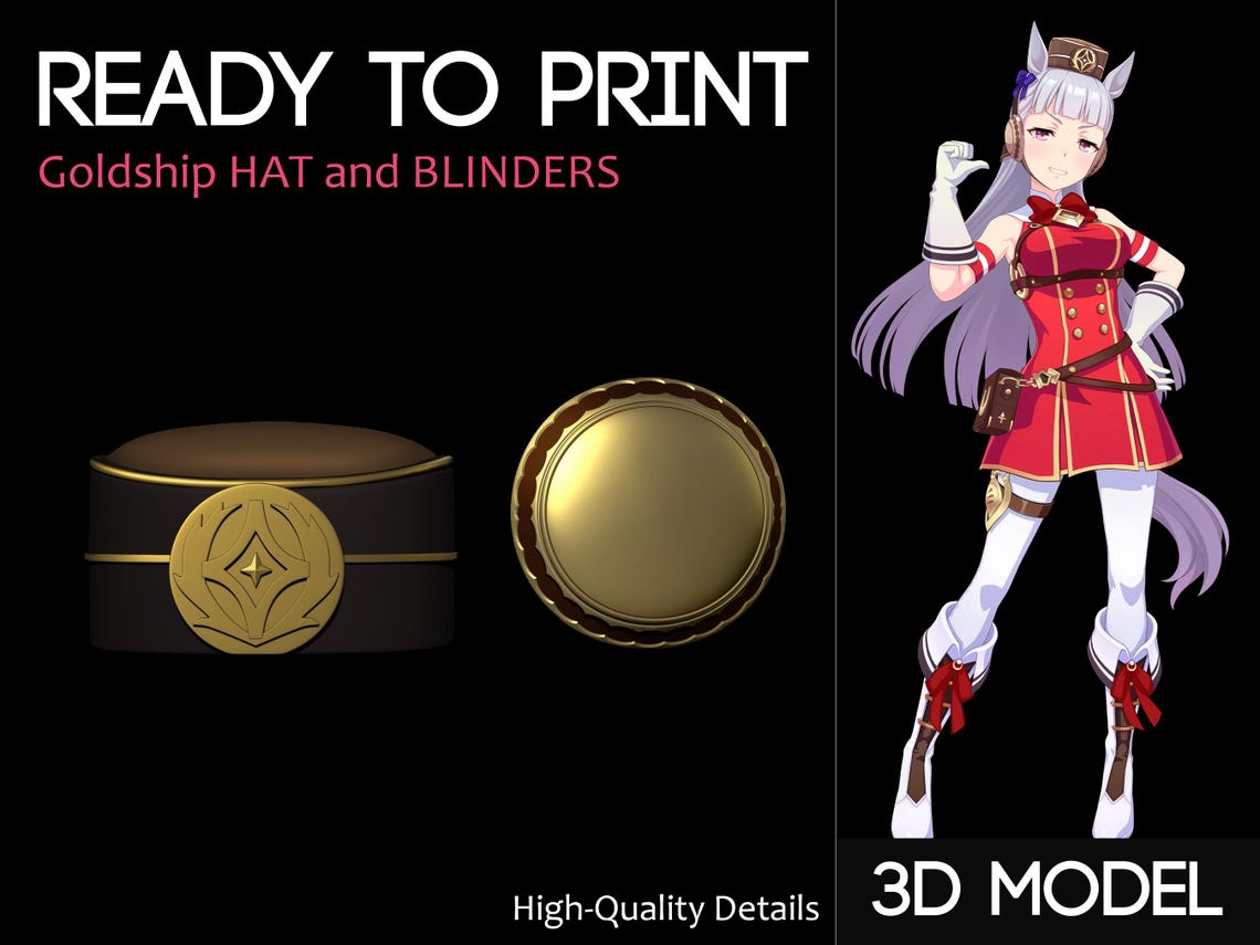 Umamusume Pretty Derby Goldship Hat and Blinders Prop for Printing ...