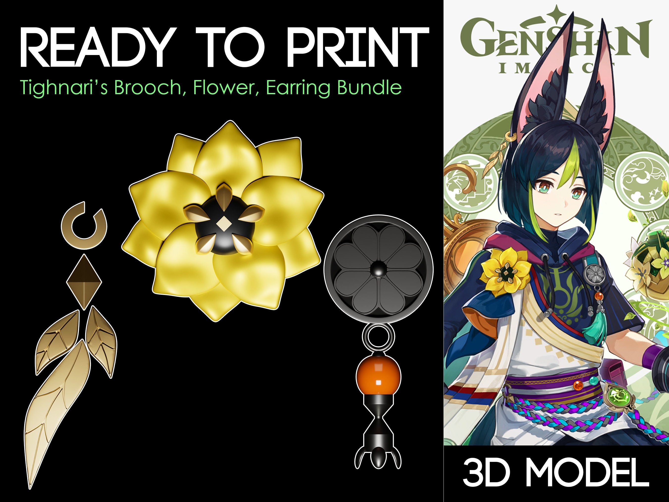 Tighnari Genshin Impact 3D Model for Cosplay - Etsy Canada