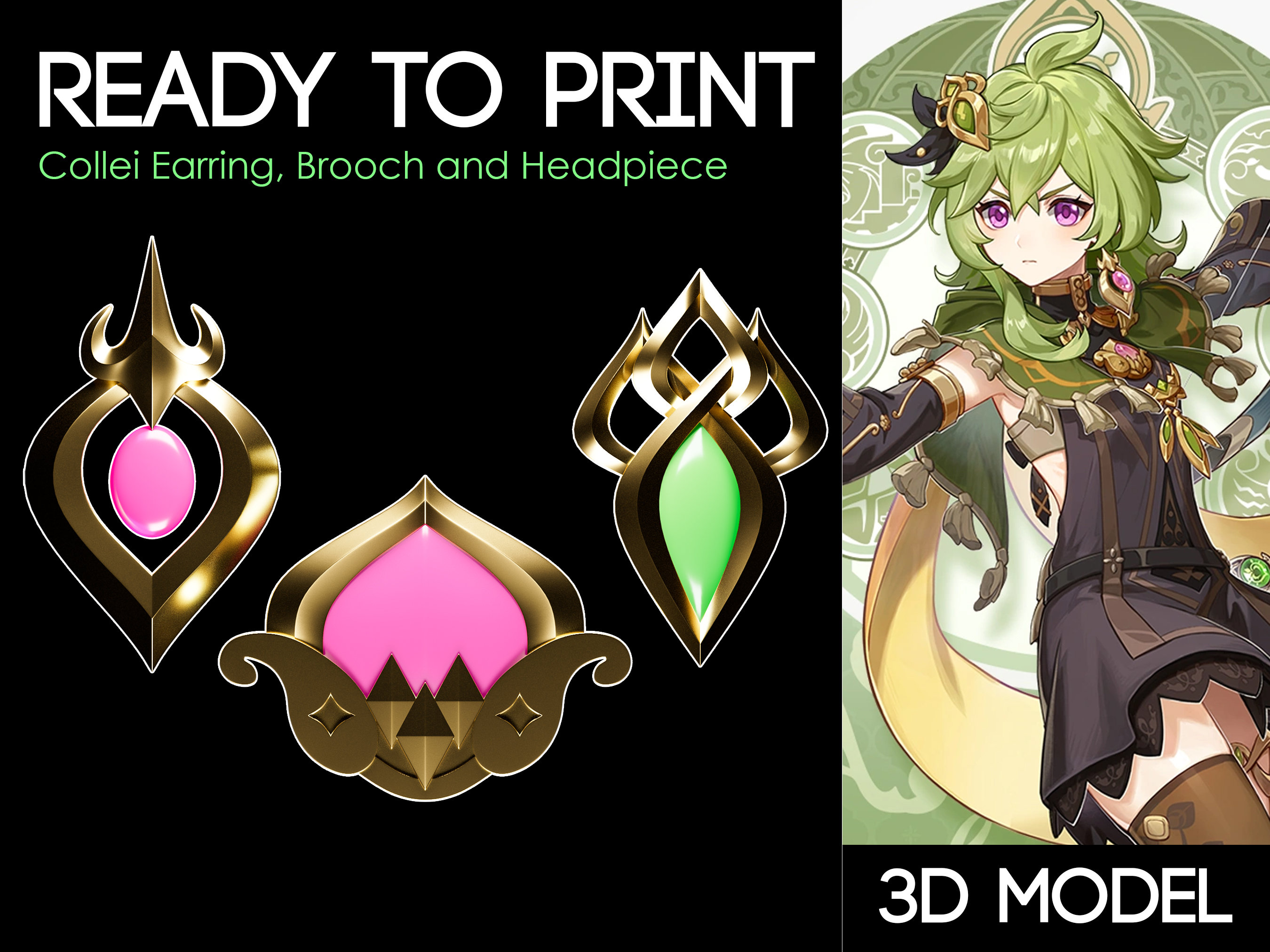 Collei Genshin Impact 3D Model for Cosplay - Etsy