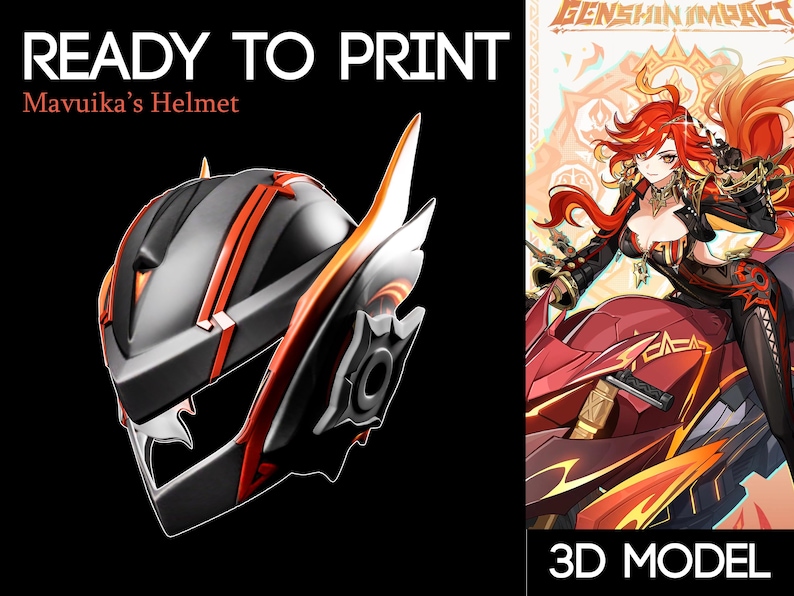 Mavuika Helmet Bike Genshin Impact 3D Model for Cosplay - Etsy