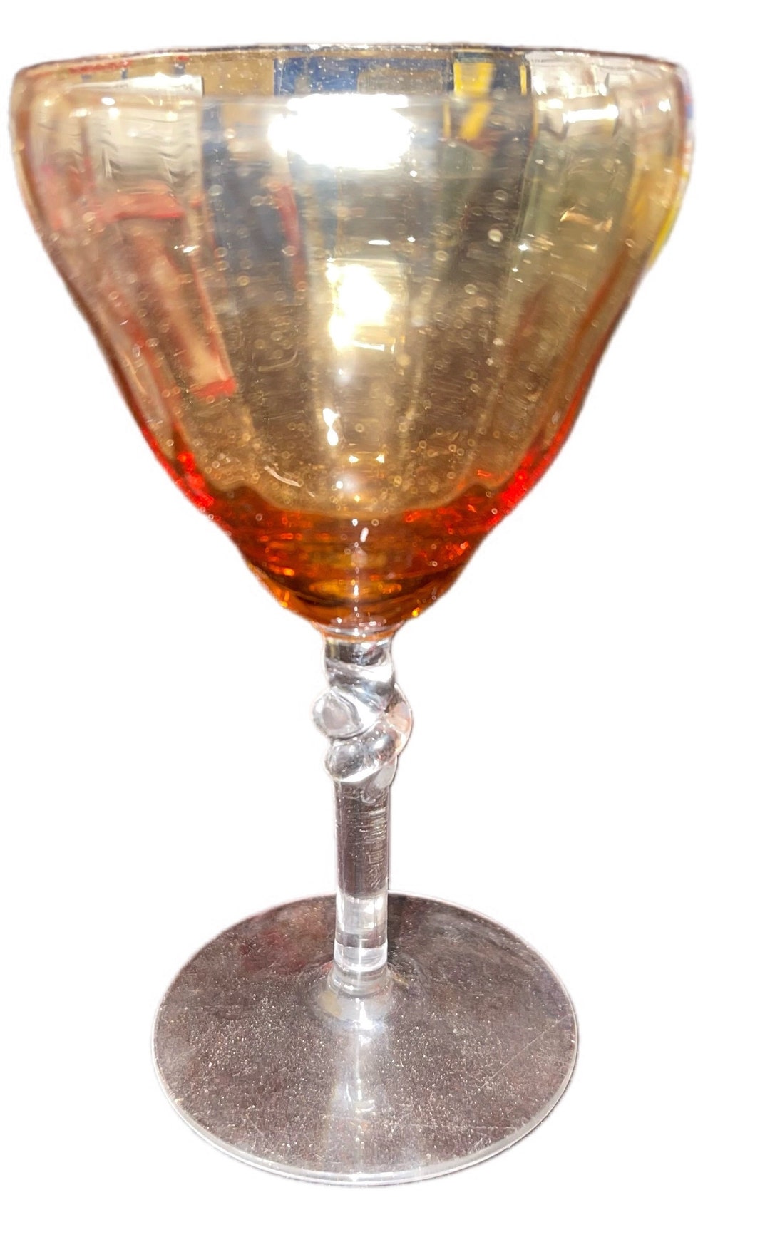 Vintage Two-tone Ribbed Wine Glass Goblet 5.25 X 2.75 Inches - Etsy