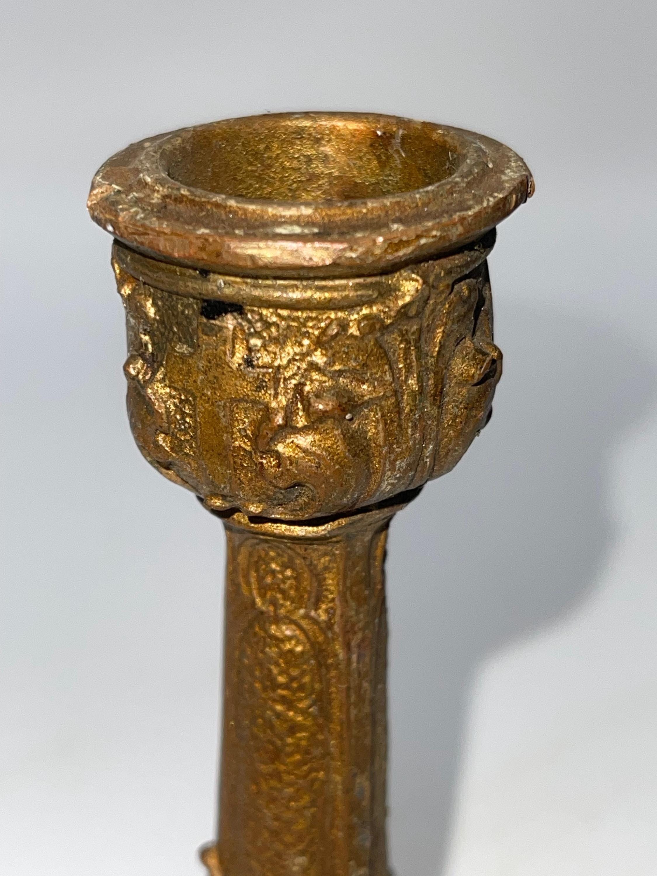 Vintage Gilt Religious Symbols Cross Church Altar Candlestick Candle ...