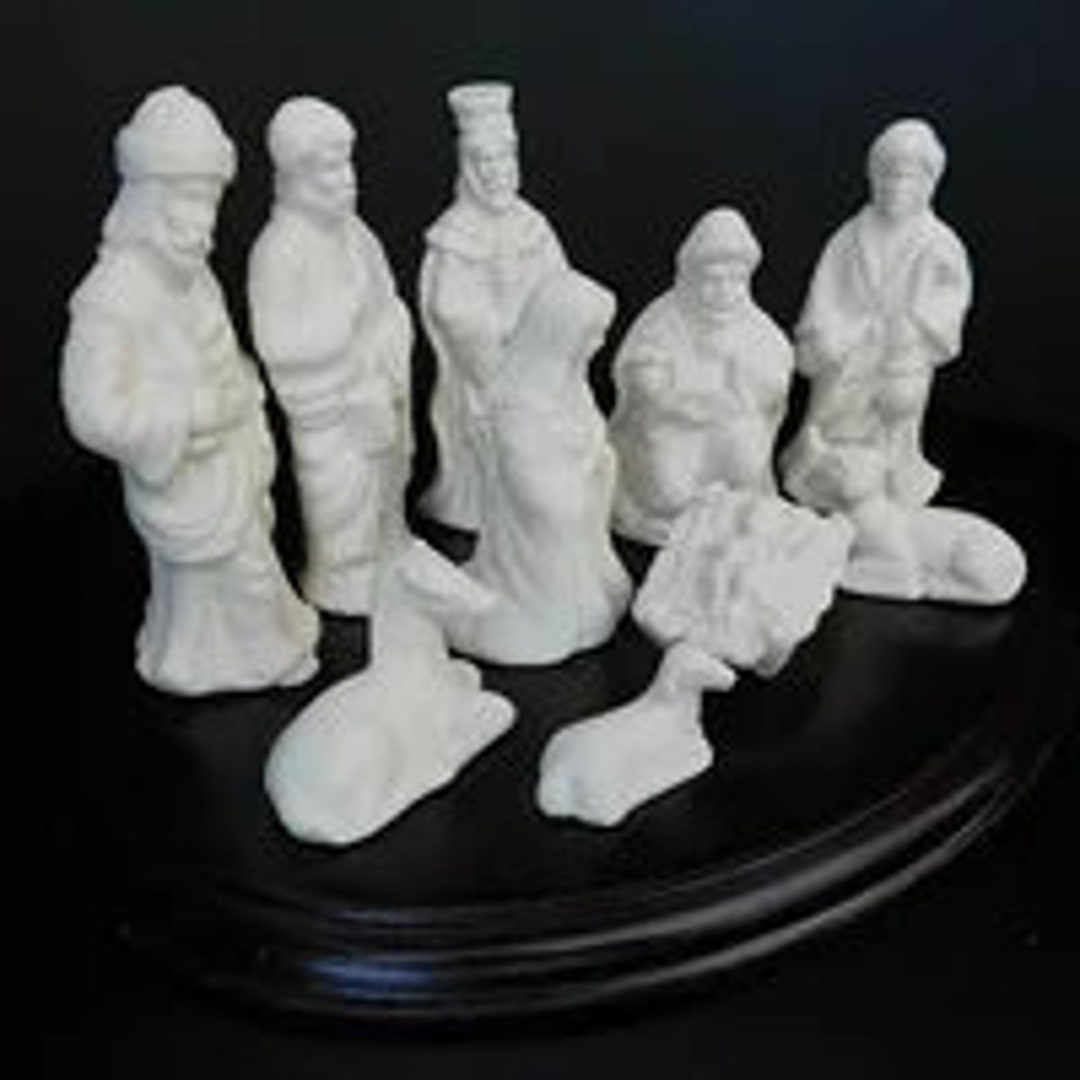 Vintage White World Bazaars Jade Collection 11pc Nativity Set Including ...