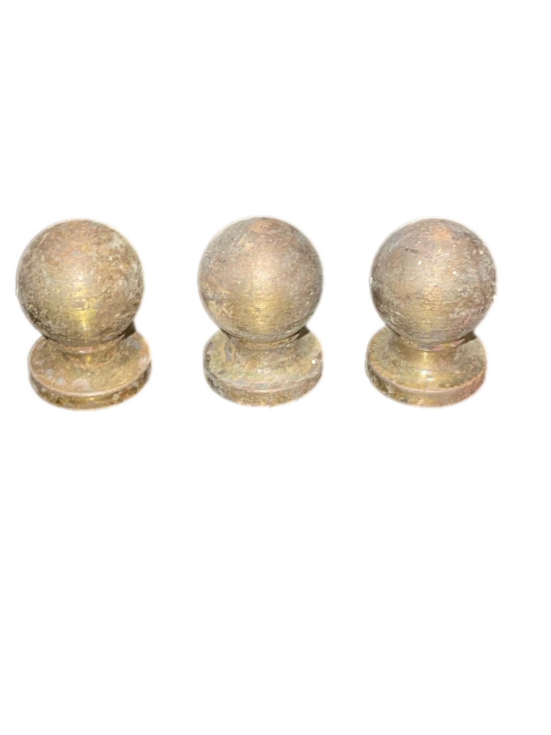Vintage 3 Gold Tone Round Top Solid Metal Finials Tops - Etsy