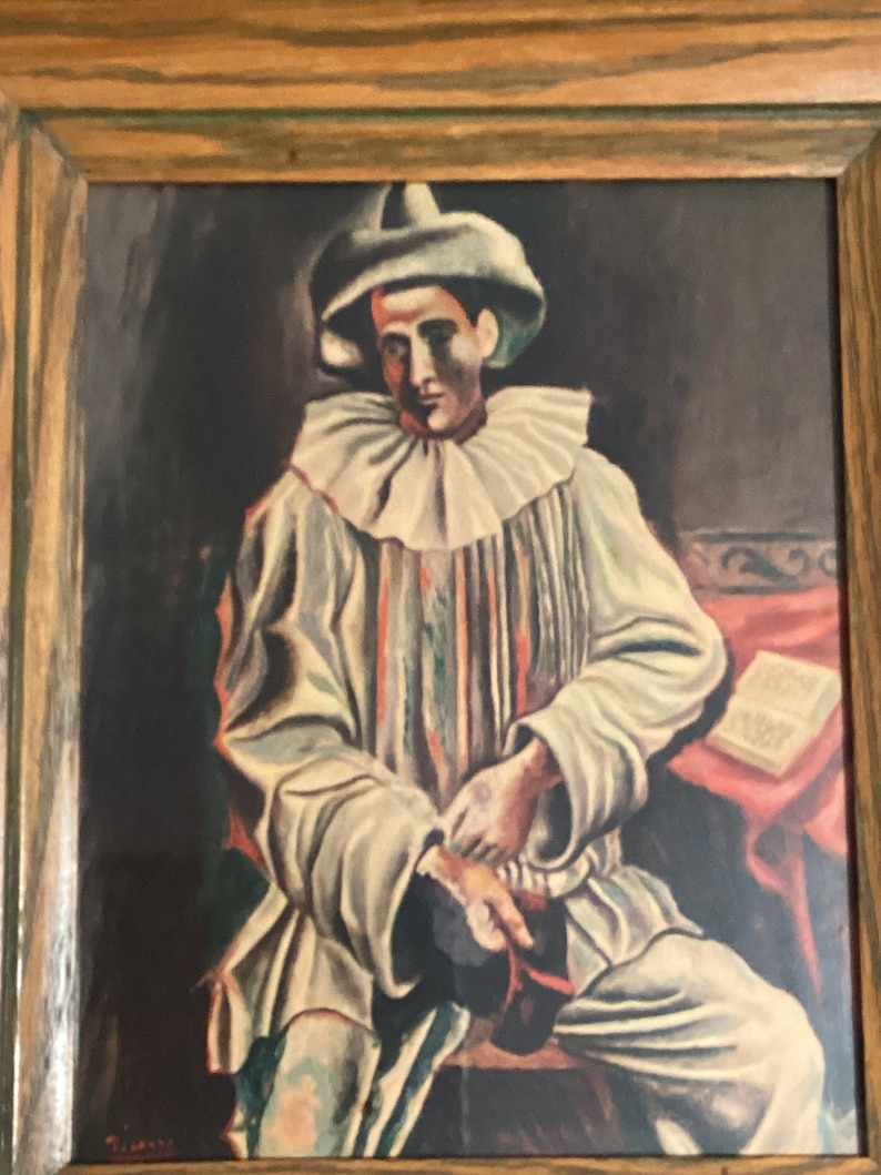 Vintage Pablo Picasso Pierrot Framed Art Print Signed 14 In. H X 12 In ...