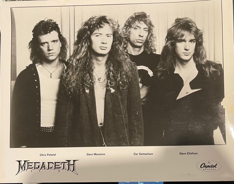 Vintage Megadeth Band Members Black & White Promo Photo Photograph ...