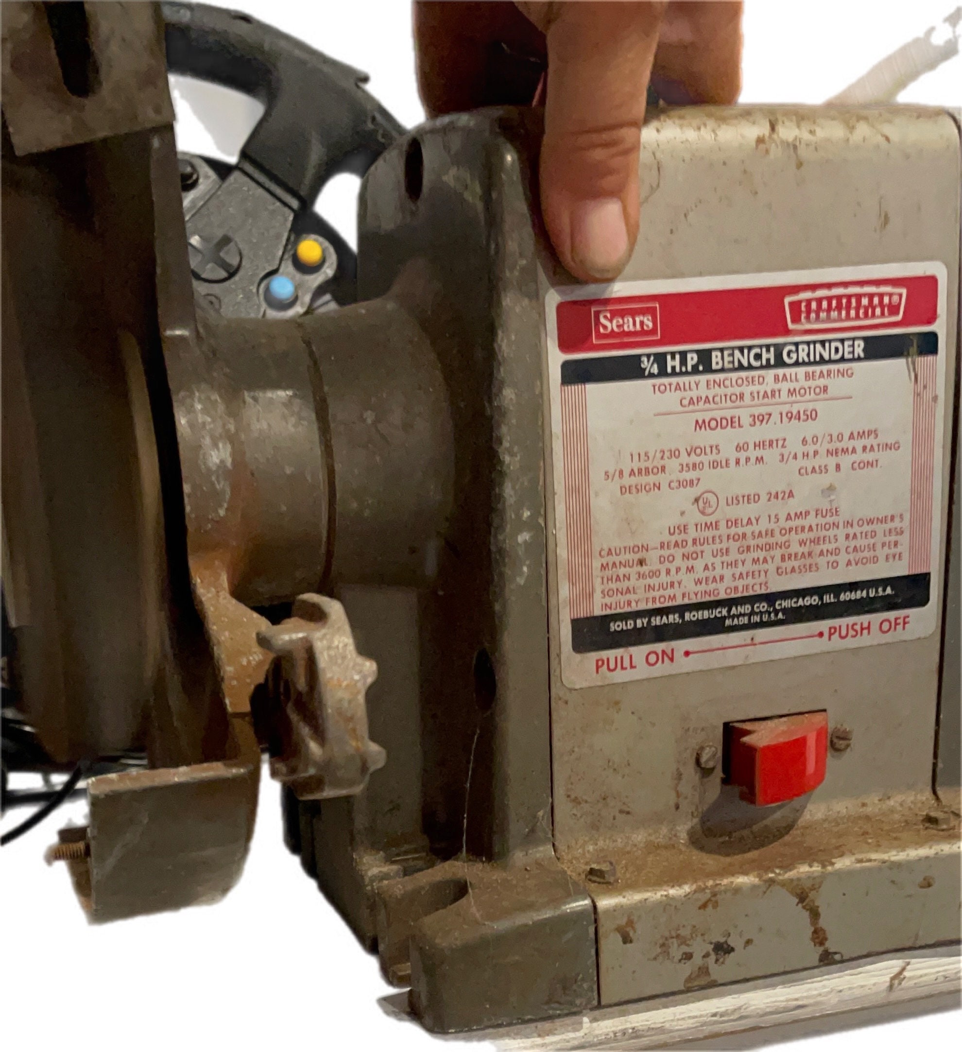 Sears Craftsman Commercial 3/4 H.P. Bench Grinder Model 397.19450 115/ ...