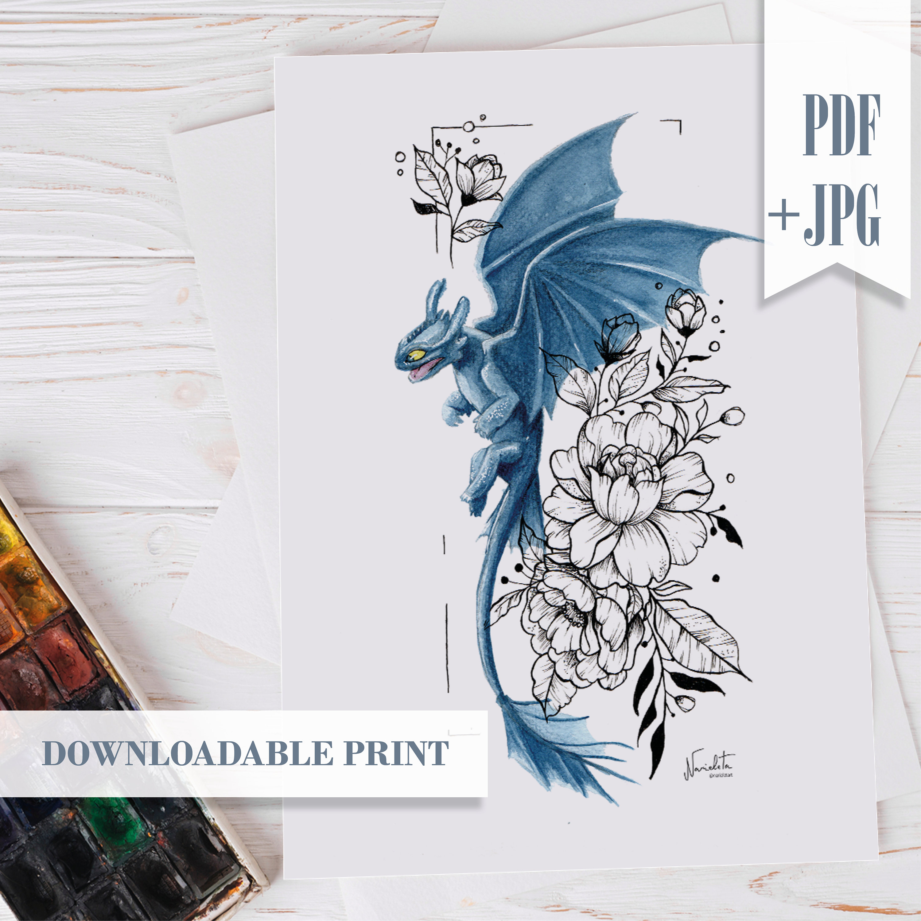 Dragon Illustration. Flowers Tattoo Design. Flower Print. Httyd Design ...