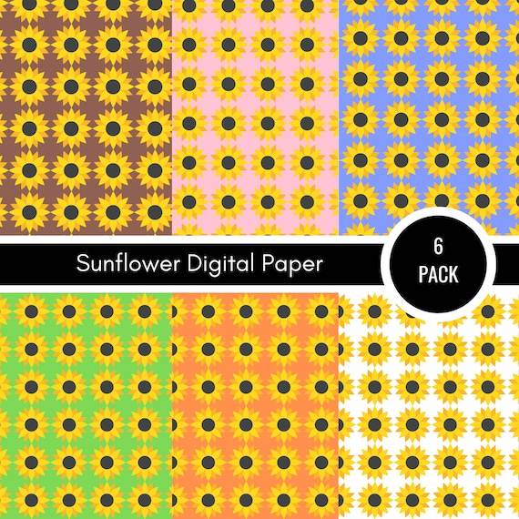 Sunflower Digital Paper | Etsy