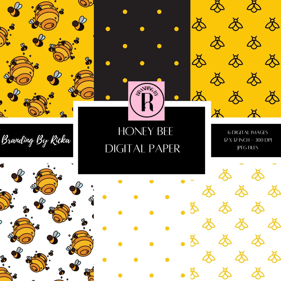 Honeybee Digital Paper, - Etsy