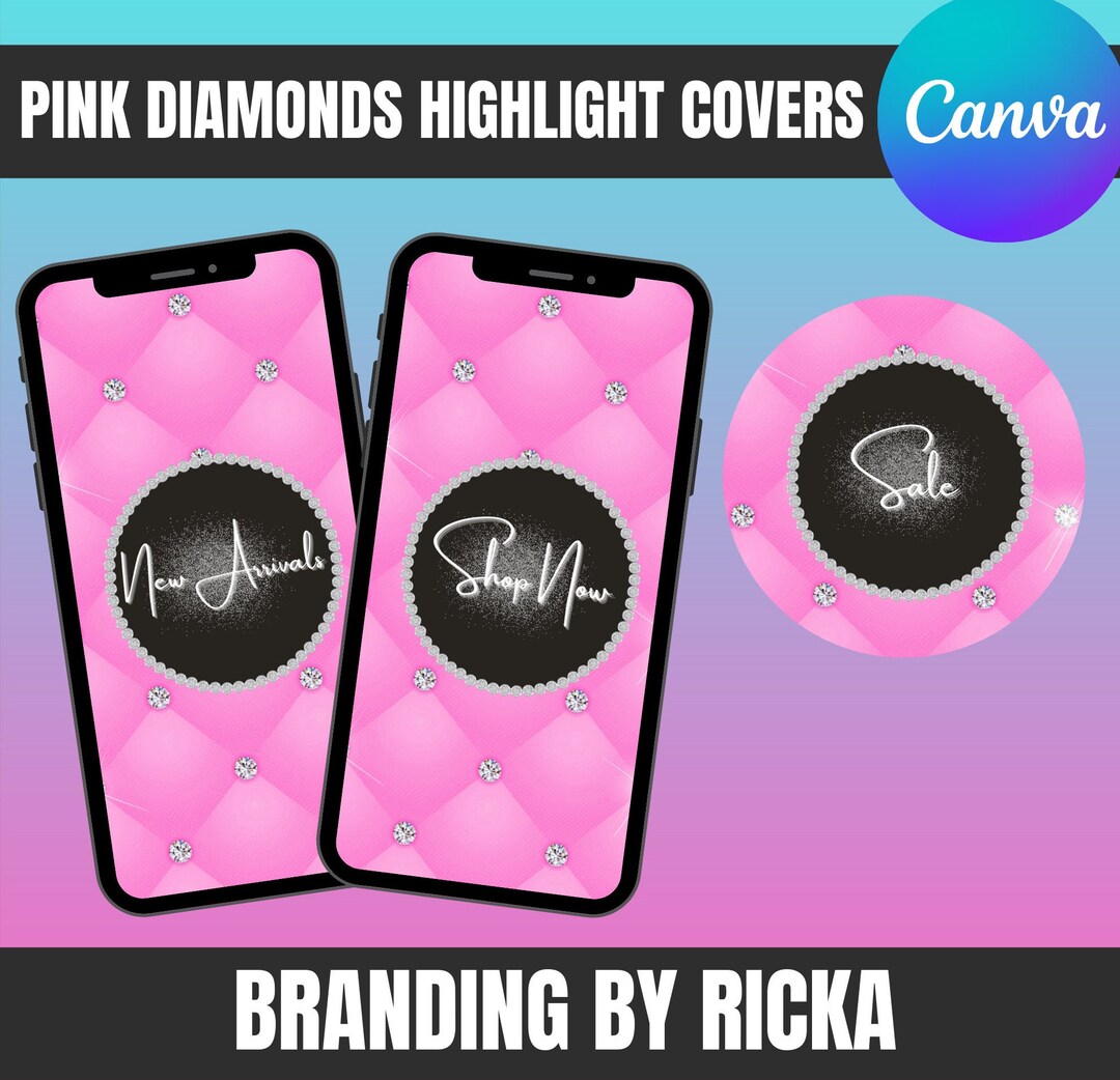 DIY Editable Pink Diamonds Highlight Covers, Instagram Story Icons - Etsy