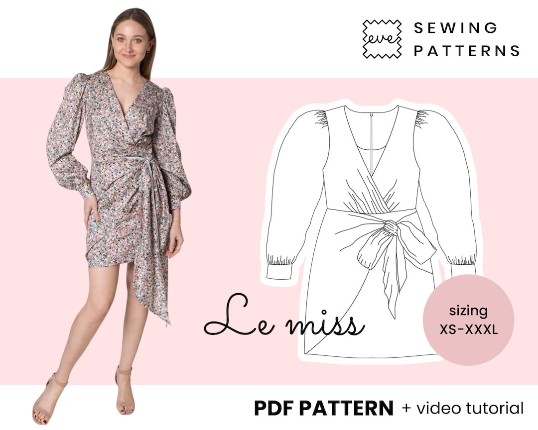 Tie Front Dress Sewing Pattern | Sizes EU 34-46 US 4-16 | PDF, Instant ...