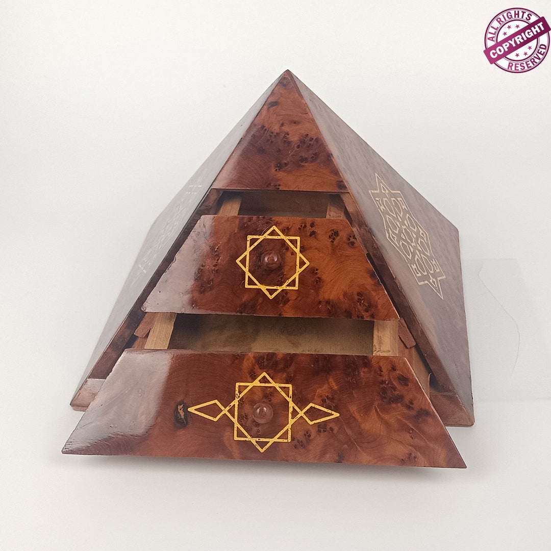 Pyramid Jewelry Box in Thuja Wood Box Handmade by Moroccan - Etsy