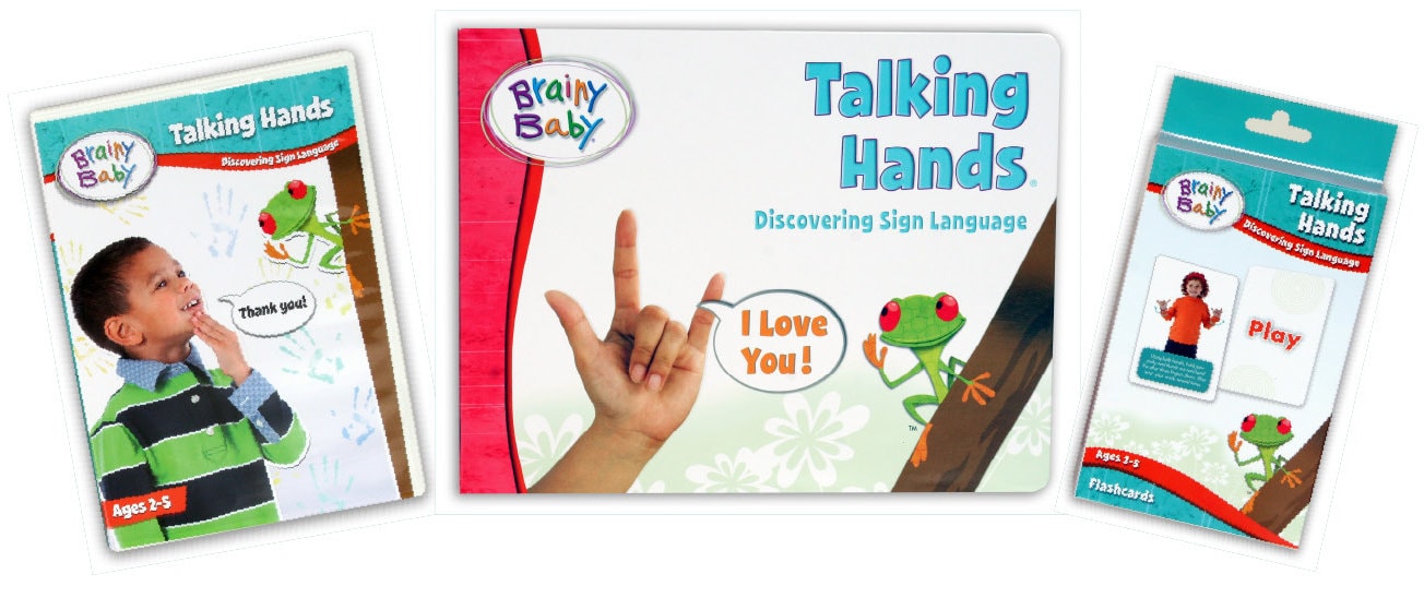 Brainy Baby® Talking Hands DVD, Board Book & Flashcards Set of 3 ...