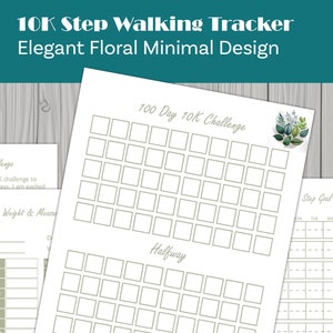 Printable Fitness Tracker, Walk 10K Steps Daily Tracker for 100 Days ...