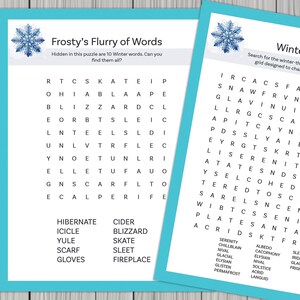 Winter Word Search Bundle: Family Fun & Vocabulary Challenge Puzzles - Etsy