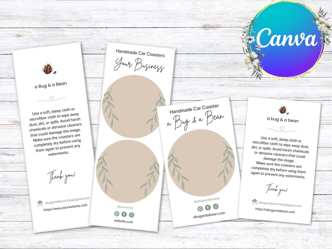 Editable Car Coaster Display Card Template: Custom Packaging (canva) - Etsy