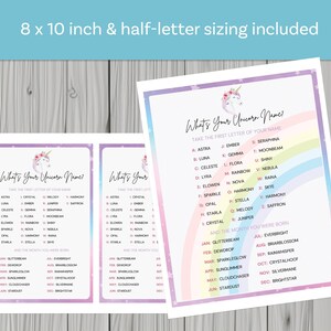 Unicorn Name Themed Party Game With Name Tags | Printable Party Game ...