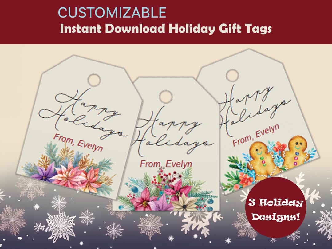 Editable Winter Holiday Gift Tags for Christmas Presents as Printable ...