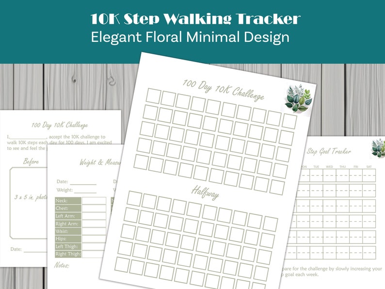 Printable Fitness Tracker, Walk 10K Steps Daily Tracker for 100 Days ...