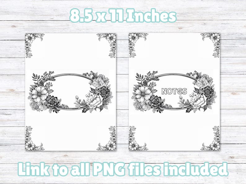Floral Coloring Journal Pages: Printable Stationery Bundle (PDF) - Etsy