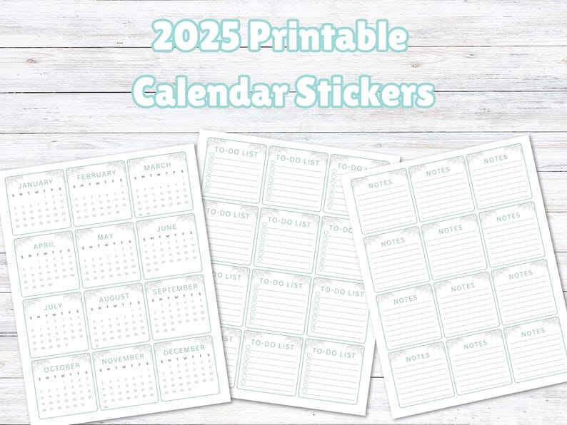 2025 Calendar Stickers | Printable Planner Stickers | Mini 2025 ...