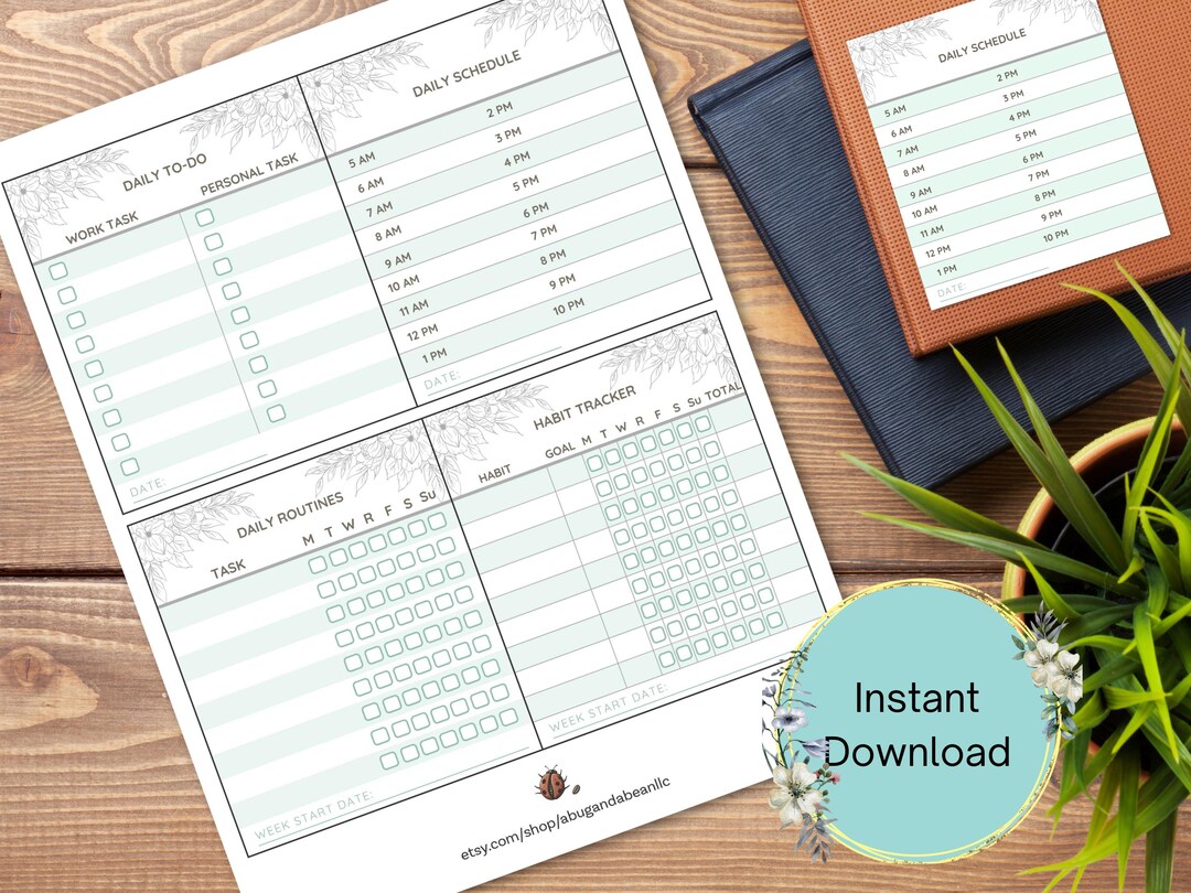 Printable Notepad Tracker Bundle, Habit Tracker, Daily Schedule, Daily ...