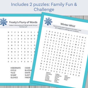 Winter Word Search Bundle: Family Fun & Vocabulary Challenge Puzzles - Etsy