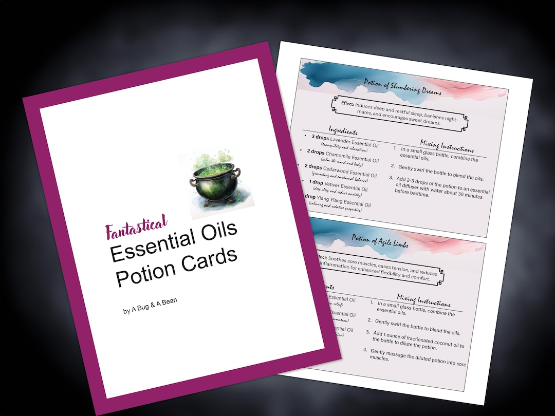 Fantasy Healing Potion Recipe Cards With Essential Oils Guide - Etsy