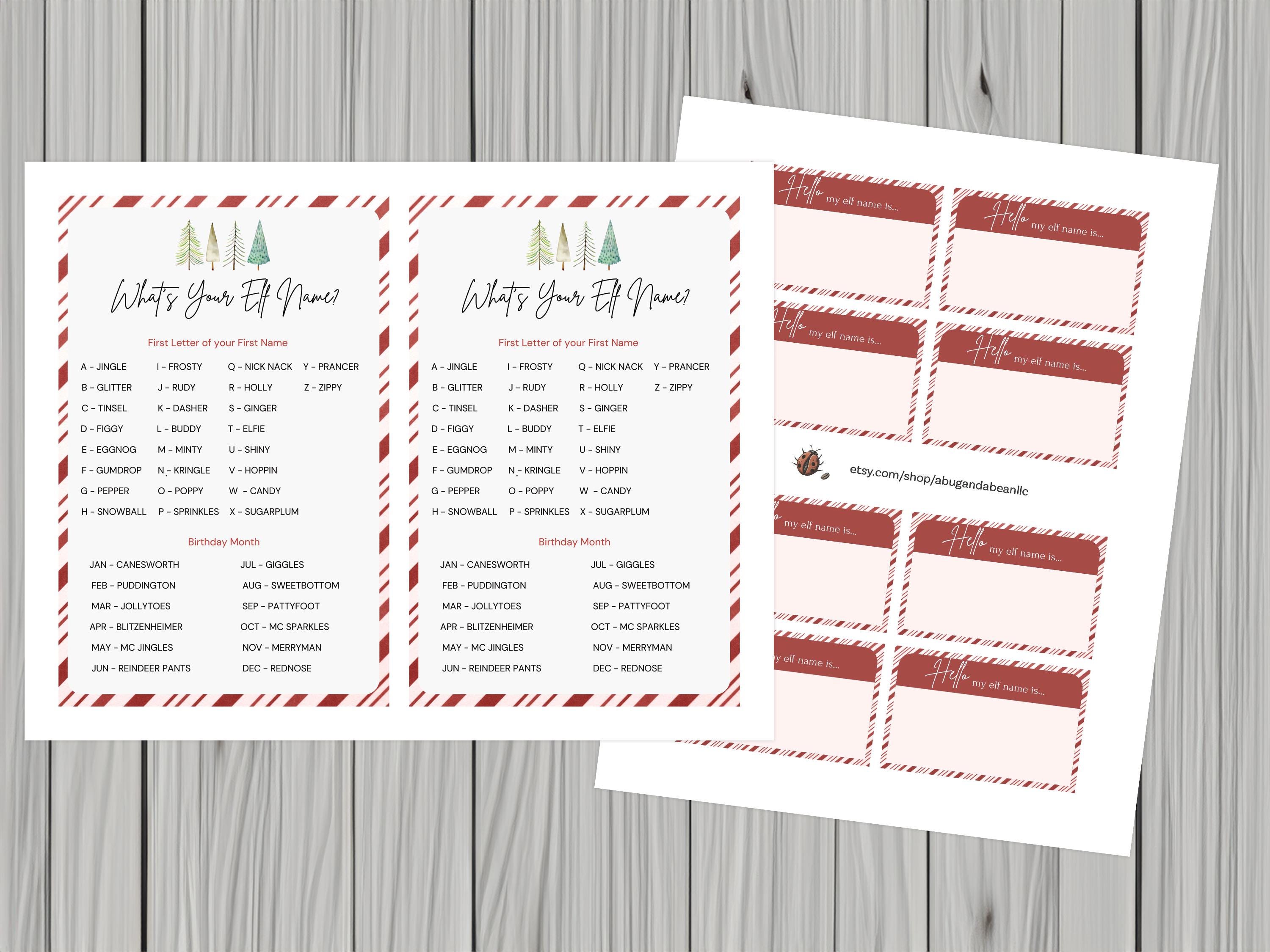 What's Your Elf Name? Fun Holiday Party Game With Tags | Printable ...