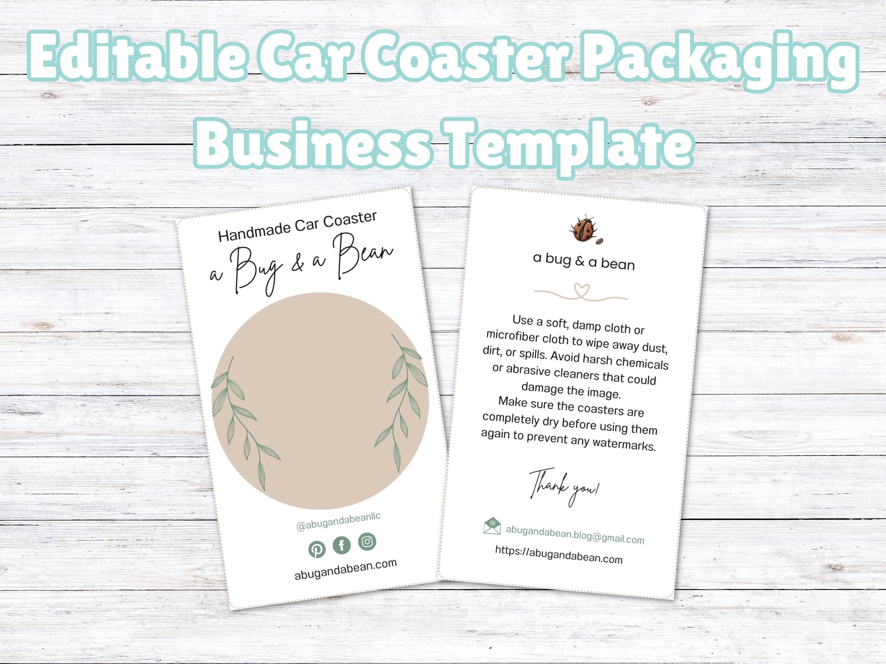 Editable Car Coaster Canva Template, Double Coaster Packaging Display ...