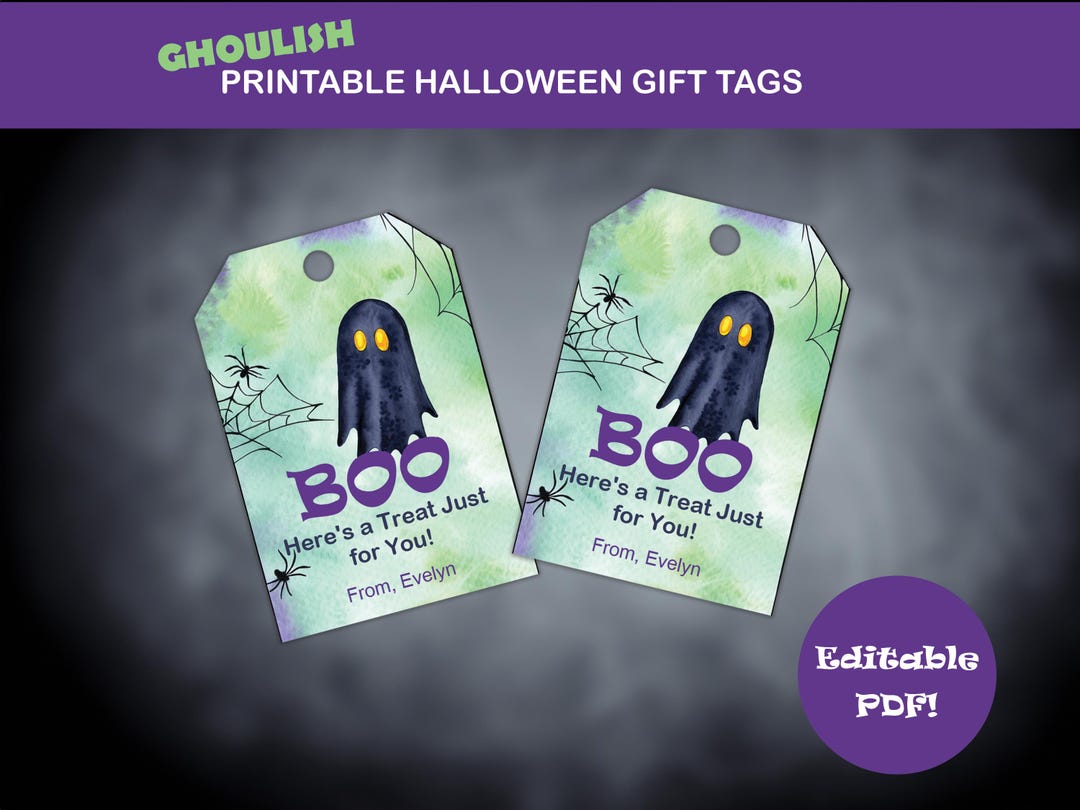 Printable Halloween Gift Tag Halloween Party Favor Gift Tag Halloween ...