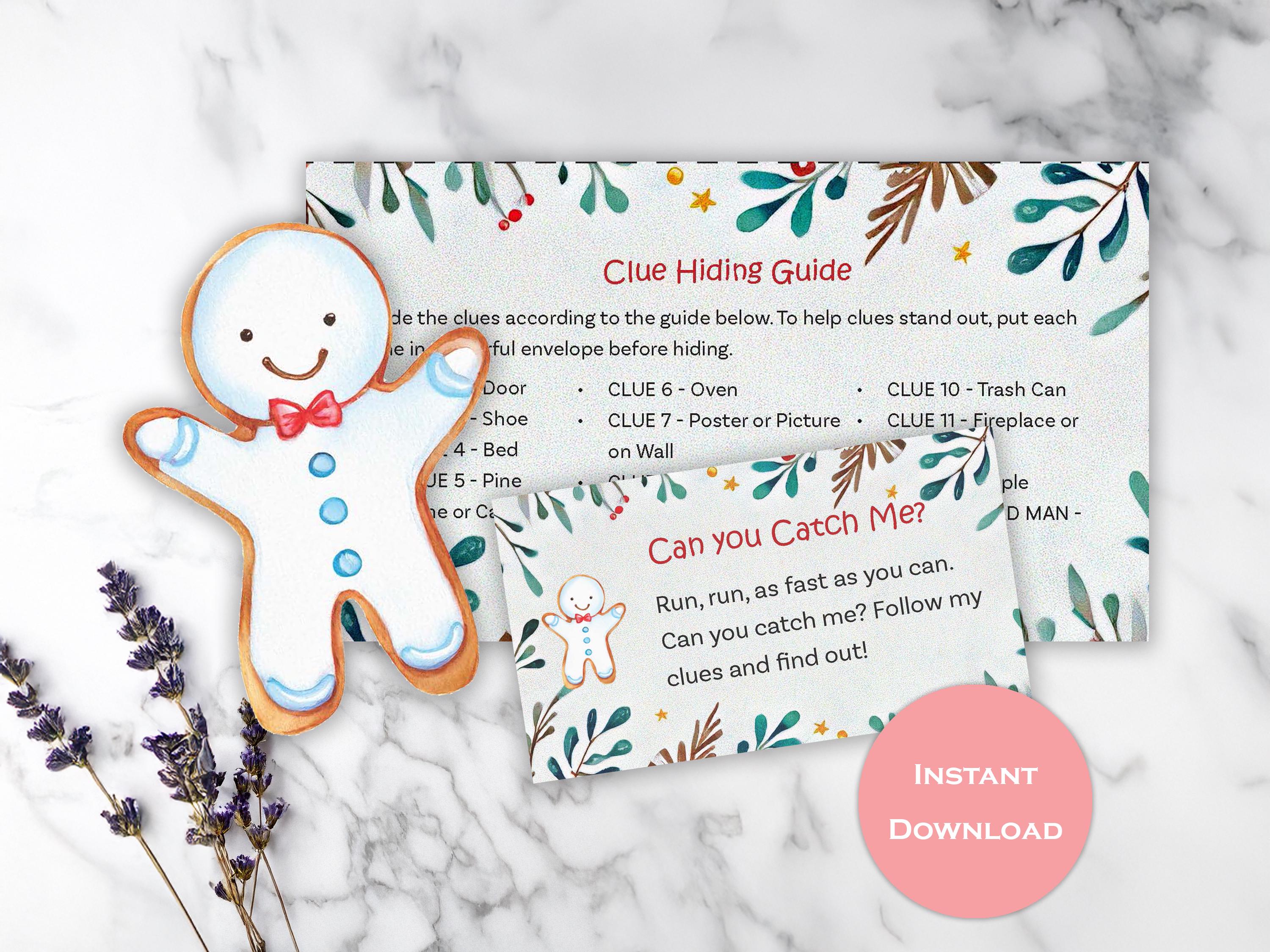 Customizable Holiday Gingerbread Man Scavenger Hunt Printable | 12 Clue ...