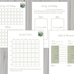 Printable Fitness Tracker, Walk 10K Steps Daily Tracker for 100 Days ...