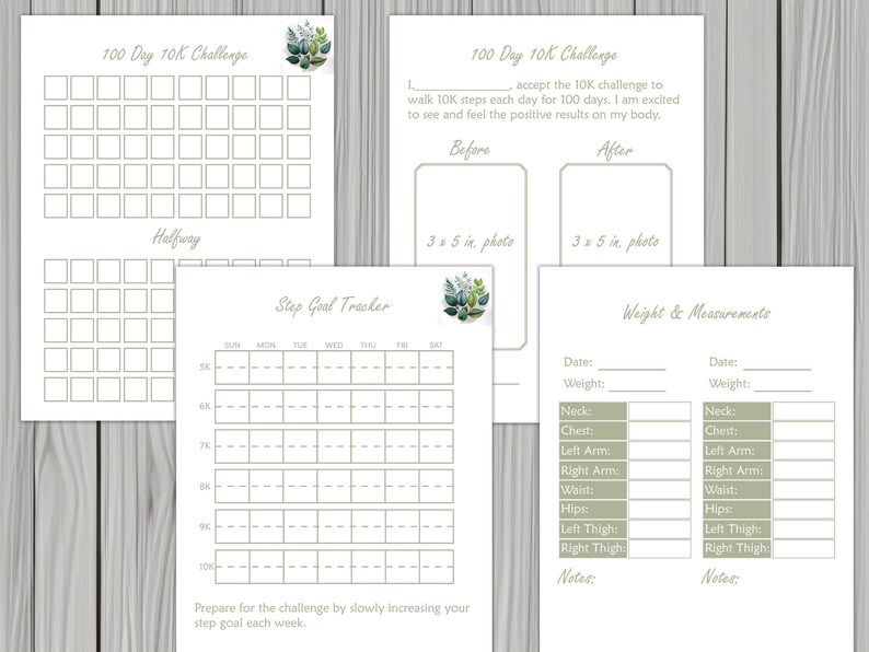 Printable Fitness Tracker, Walk 10K Steps Daily Tracker for 100 Days ...