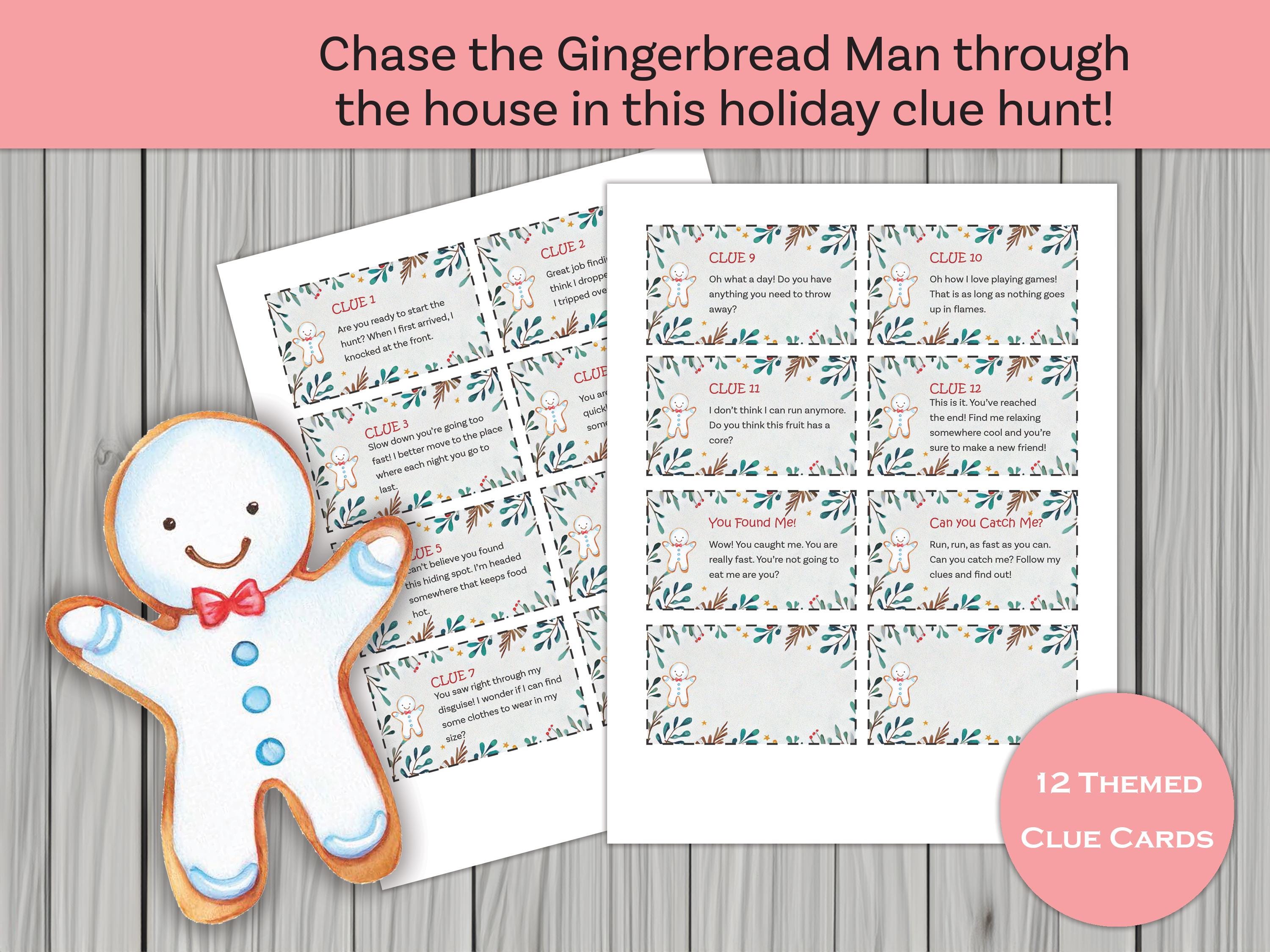 Customizable Holiday Gingerbread Man Scavenger Hunt Printable | 12 Clue ...