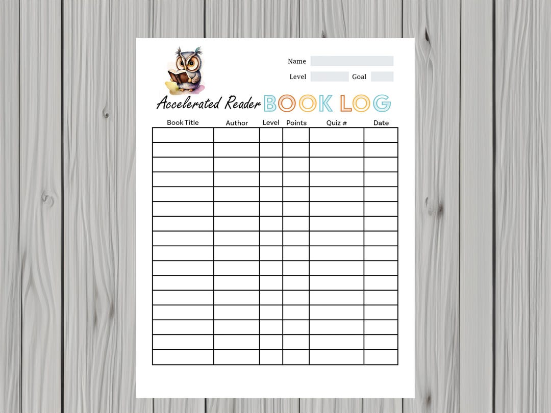 Accelerated Reader Book Log: Printable AR Reading Tracker (digital ...
