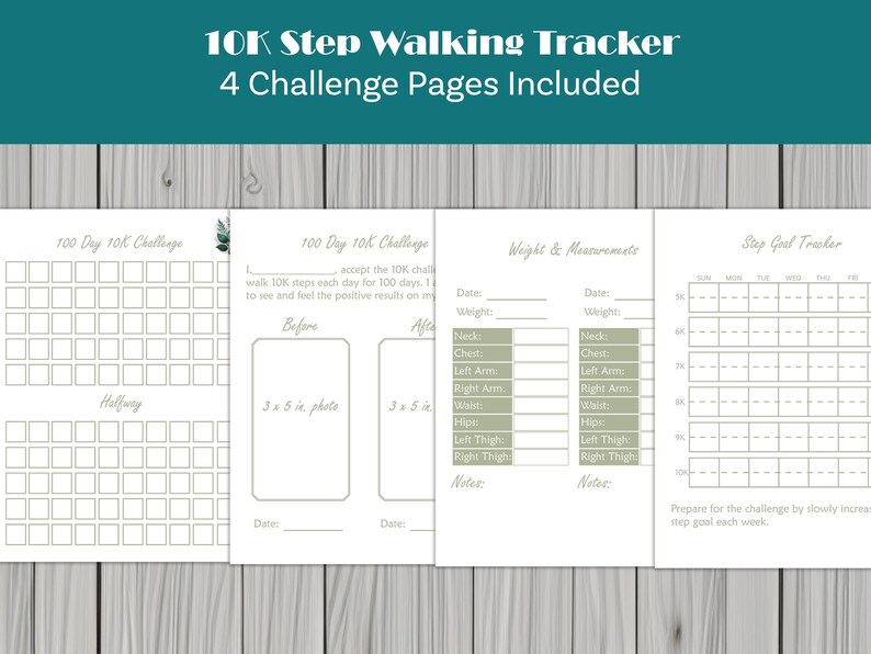 Printable Fitness Tracker, Walk 10K Steps Daily Tracker for 100 Days ...