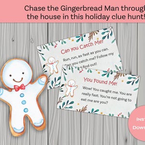 Customizable Holiday Gingerbread Man Scavenger Hunt Printable | 12 Clue ...