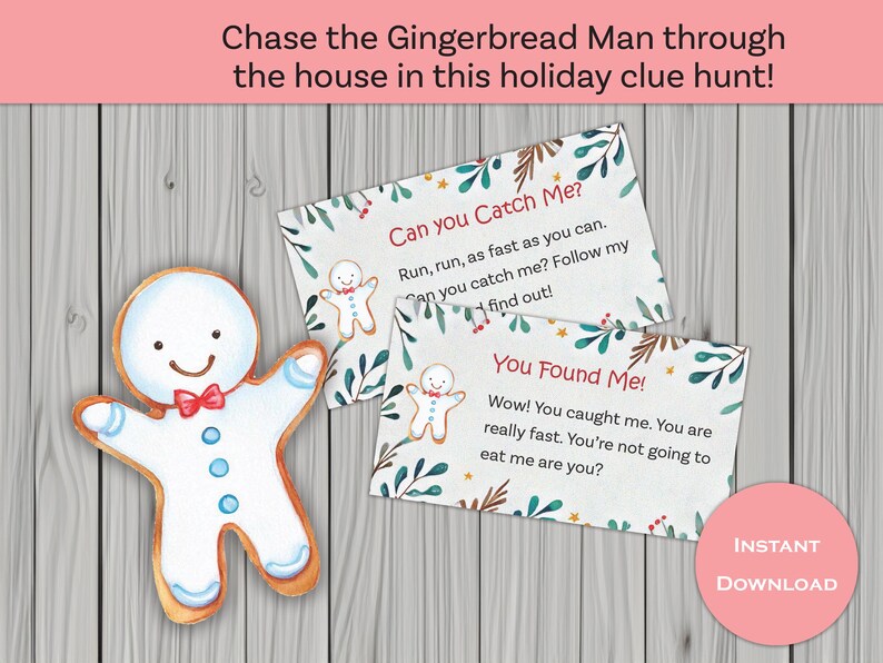 Customizable Holiday Gingerbread Man Scavenger Hunt Printable | 12 Clue ...