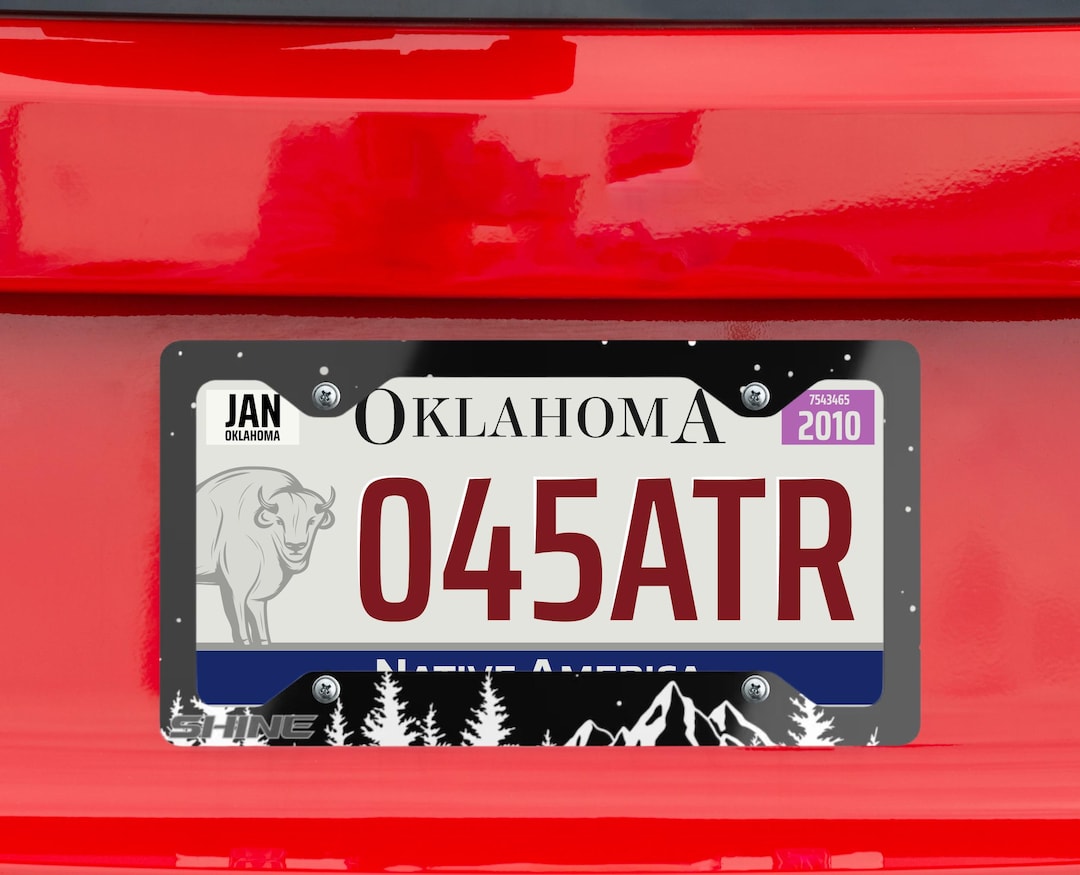 Mountain License Plate Frame-mountains, Trees, Stars-adventure License ...