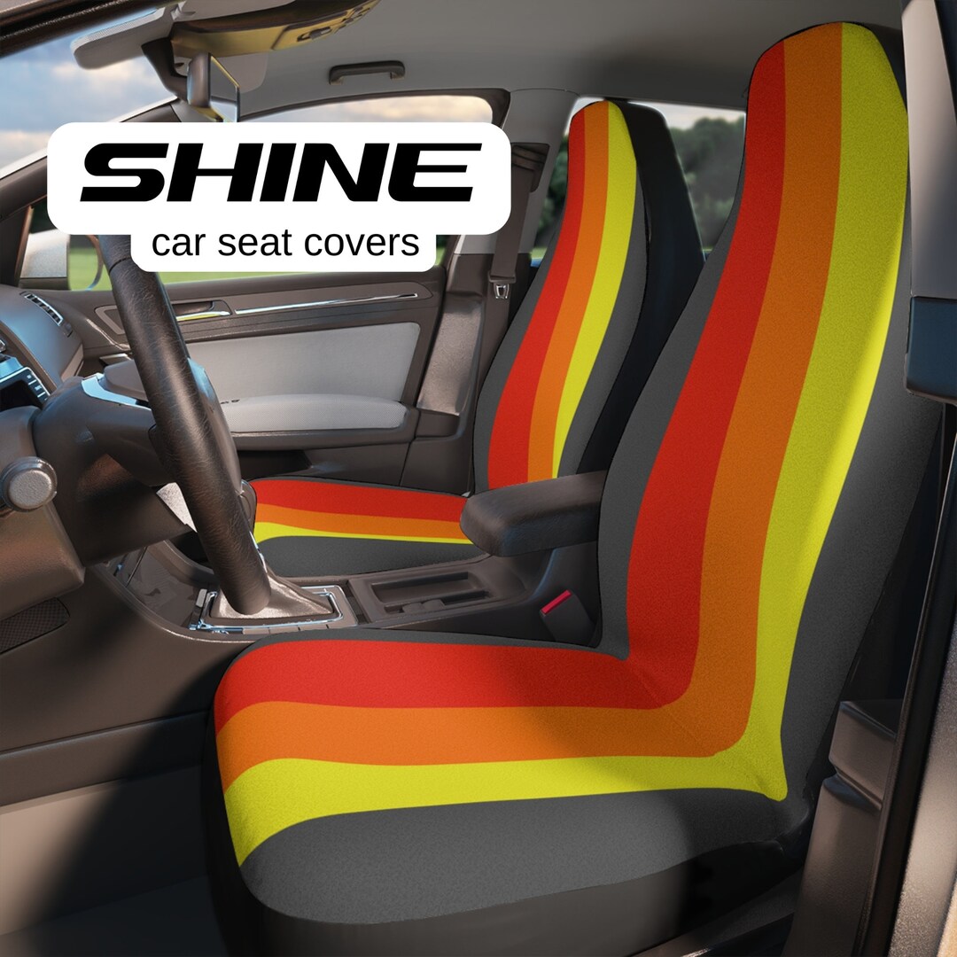 Grey, Red Orange Yellow, Retro Racing Stripes, Truck Seat Covers ...