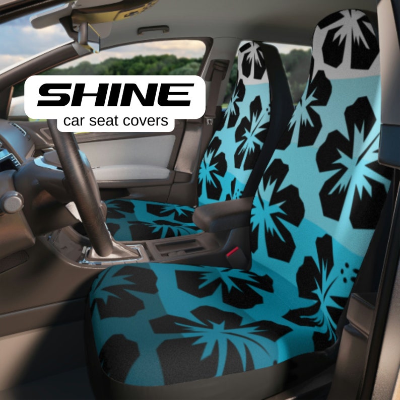 Hibiscus Flower Blue Wave Car Seat Covers Fit Most Makes And Etsy