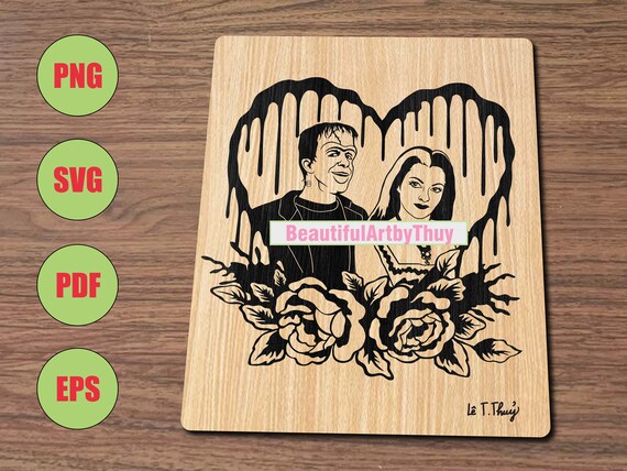 Lily and Herman SVG the Munster PNG Gothic Wedding Panel - Etsy