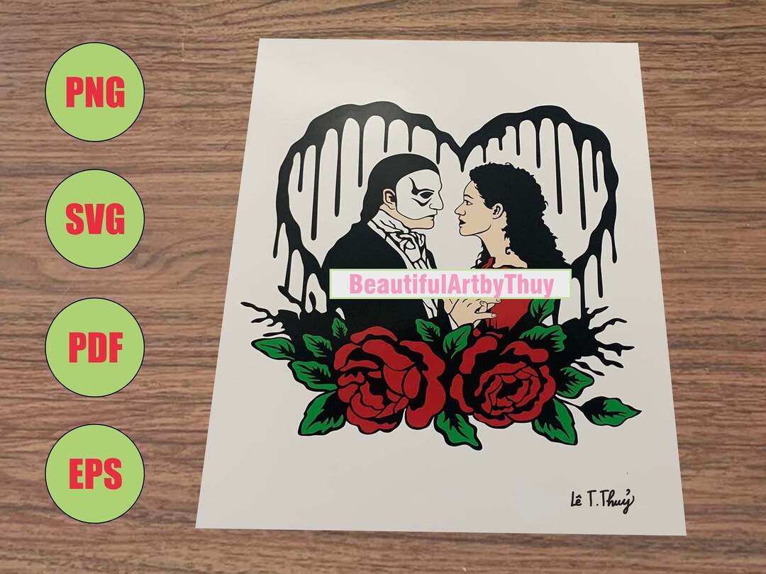 Phantom and Christine Layered SVG, Horror Decor, the Phantom of the ...
