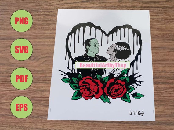 Frankenstein and Bride Layered SVG Gothic Couple PNG for - Etsy