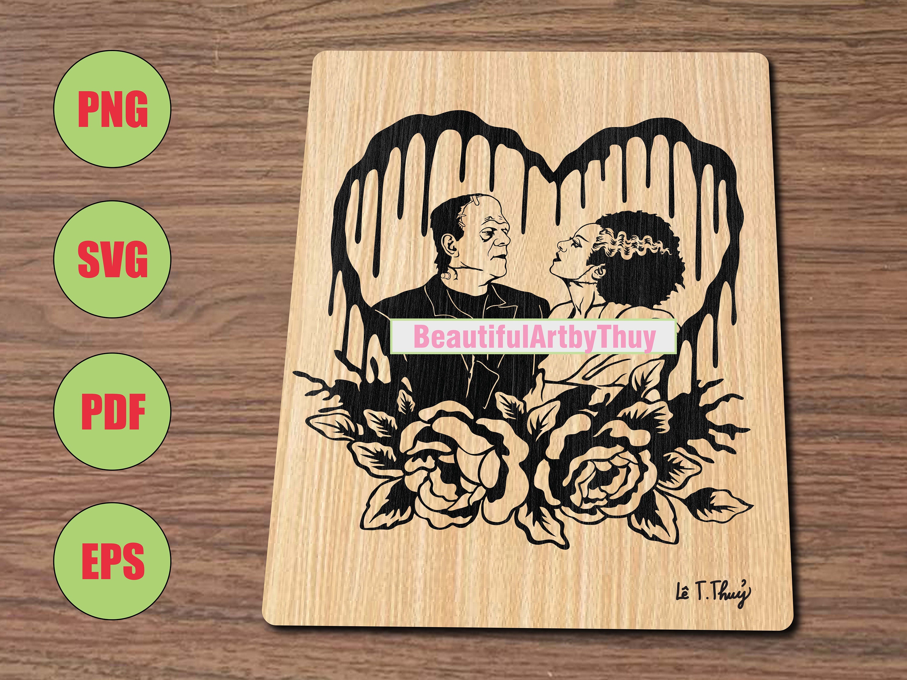 Frankenstein and Bride SVG, Gothic Wedding Panel, Goth Couple ...