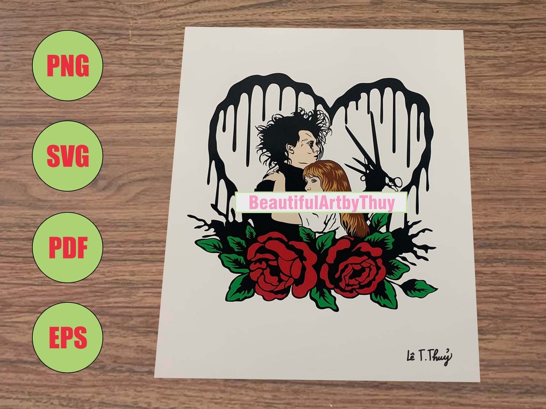 Edward and Kim Layered SVG, Gothic Lover PNG for Sublimation, Halloween ...