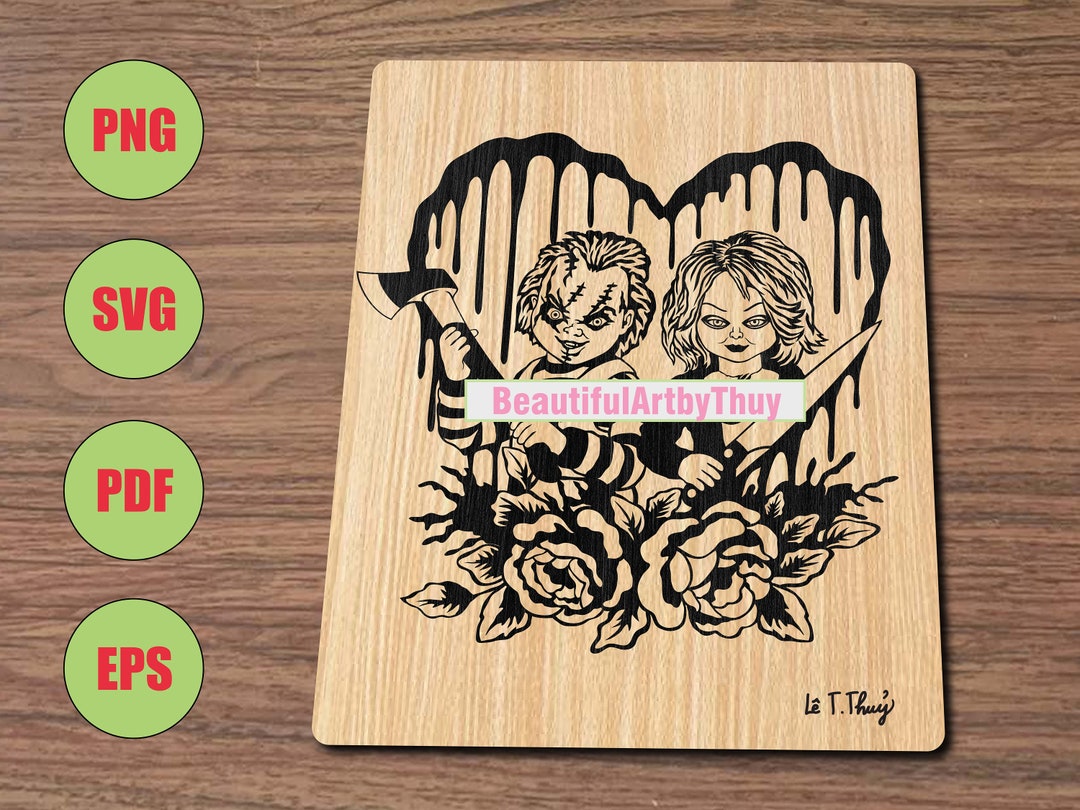 Chucky and Tiffany SVG, Gothic Wedding Panel, Doll Killer Couple ...