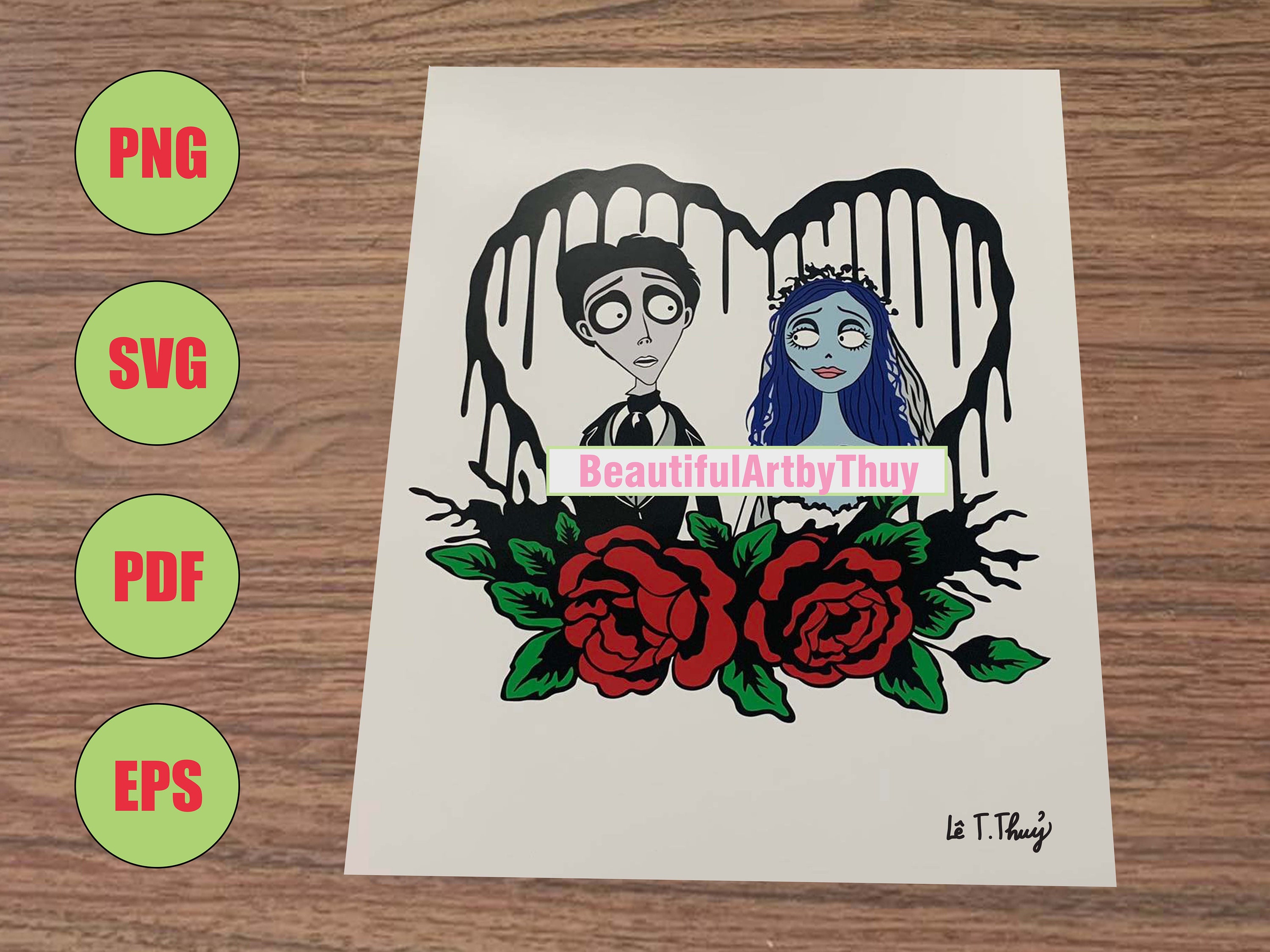 Victor and Emily Layered SVG, Gothic Lover PNG for Sublimation ...